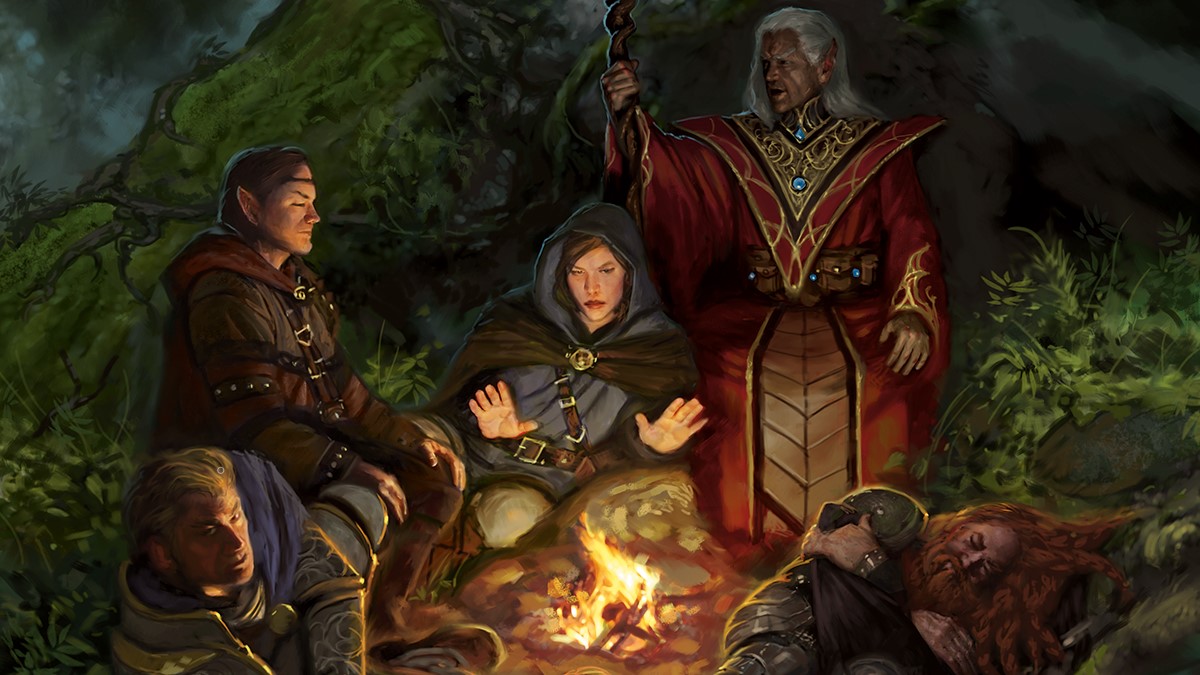 dnd-5e-class-guide-adventuring-party-in-camp-closeup - gamersantai.com
