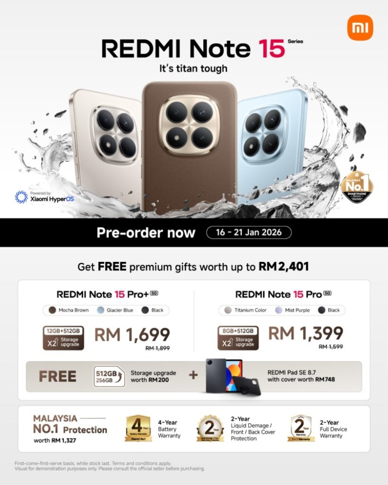 Siri REDMI Note 15 Rasmi Lancar Di Malaysia, Harga Bermula Dari RM799 ...